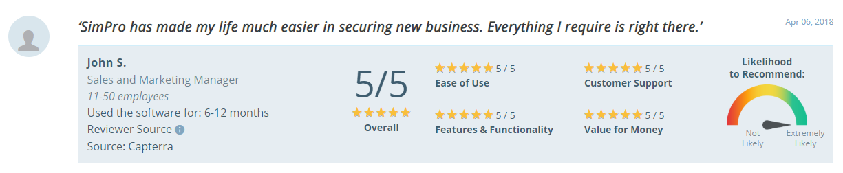 Simpro in Capterra’s Top Field Service Management Software | Simpro
